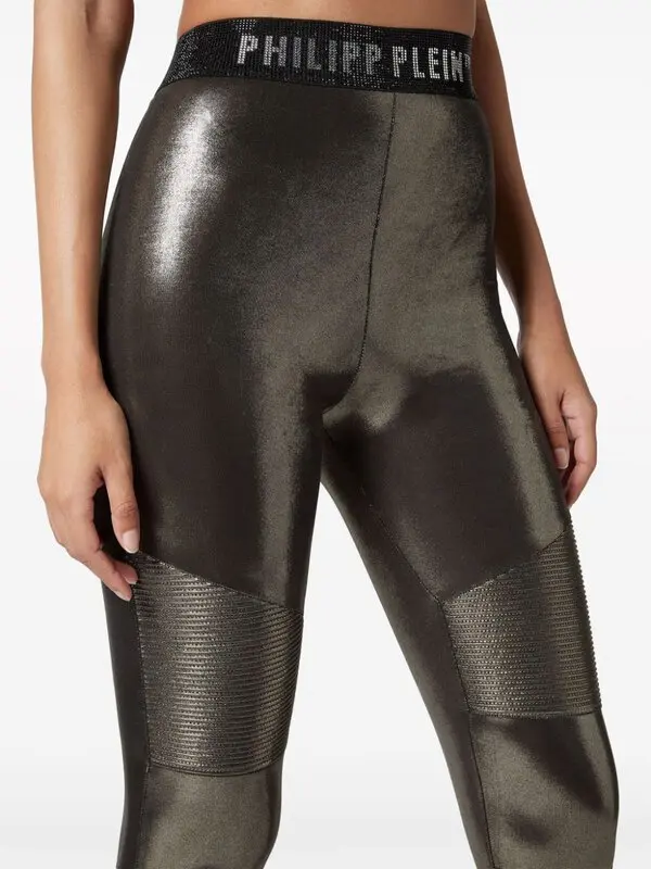 Philipp Plein Logo-waistband Lamé Leggings