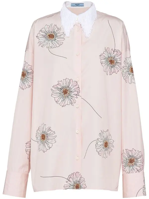 Prada Gerbera-print Cotton Shirt - Pink