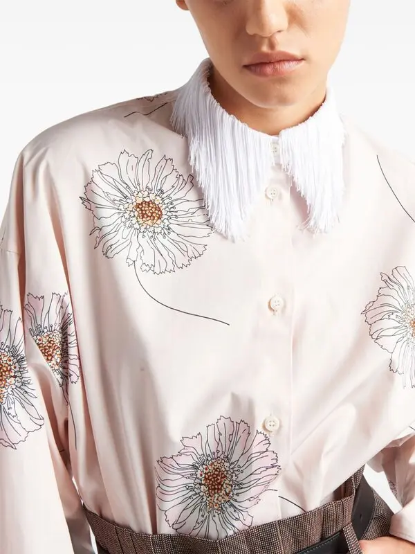 Prada Gerbera-print Cotton Shirt - Pink