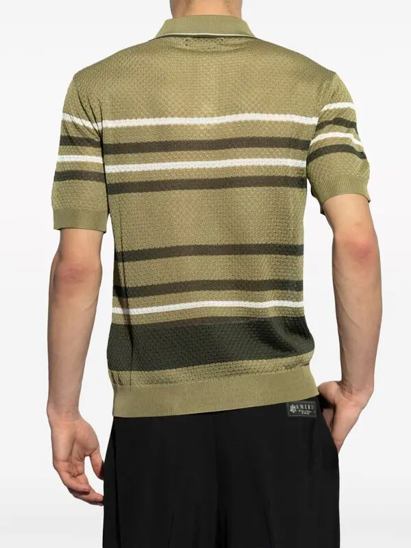 Amiri Striped Pointelle-knit Polo Shirt
