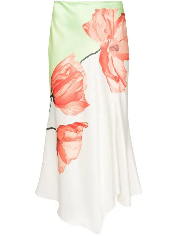Alice + Olivia Floral-print Satin Skirt