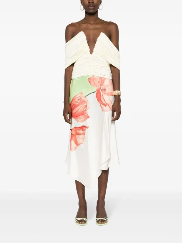 Alice + Olivia Floral-print Satin Skirt