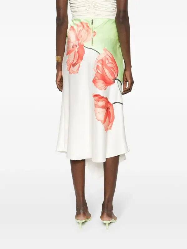 Alice + Olivia Floral-print Satin Skirt
