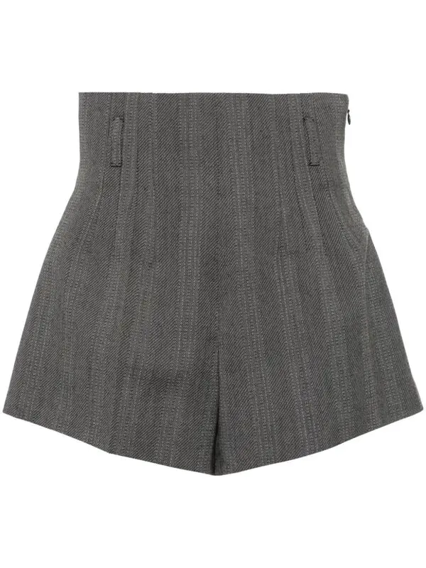 Prada Wool Pleated Shorts - Grey