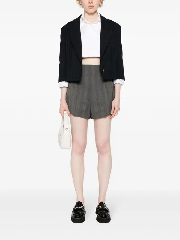 Prada Wool Pleated Shorts - Grey
