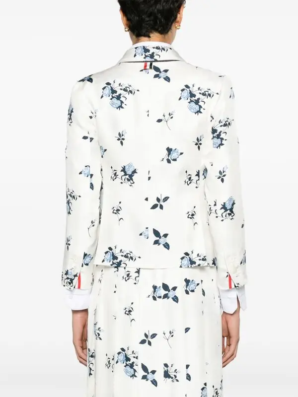 Thom Browne Floral-print Silk Blazer - White