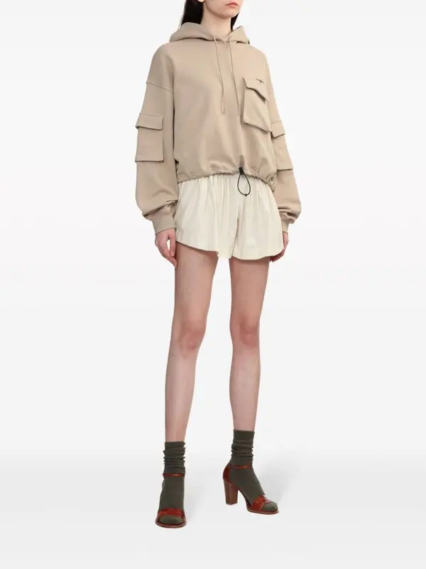 MSGM Pleated Cotton Thigh-length Shorts