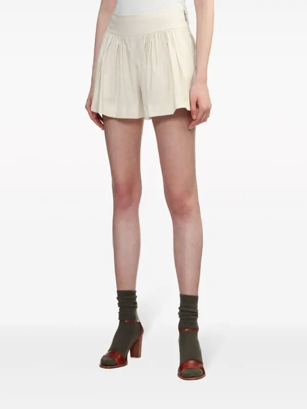 MSGM Pleated Cotton Thigh-length Shorts