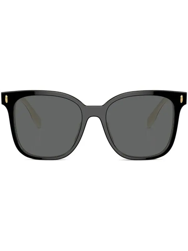 Tory Burch Logo-plaque Square-frame Sunglasses - Black