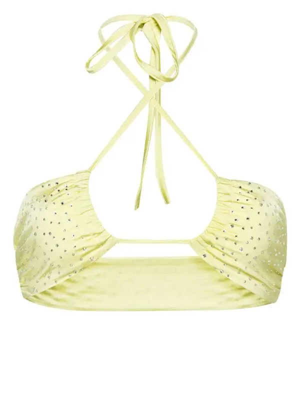 FORTE_FORTE Crystal-embellished Halterneck Bikini Top - Yellow