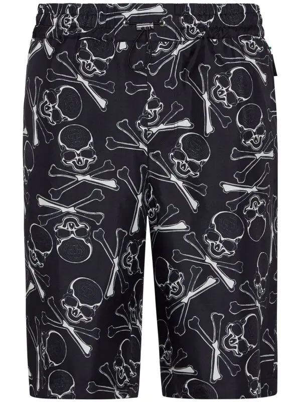 Philipp Plein Skull-print Silk Shorts
