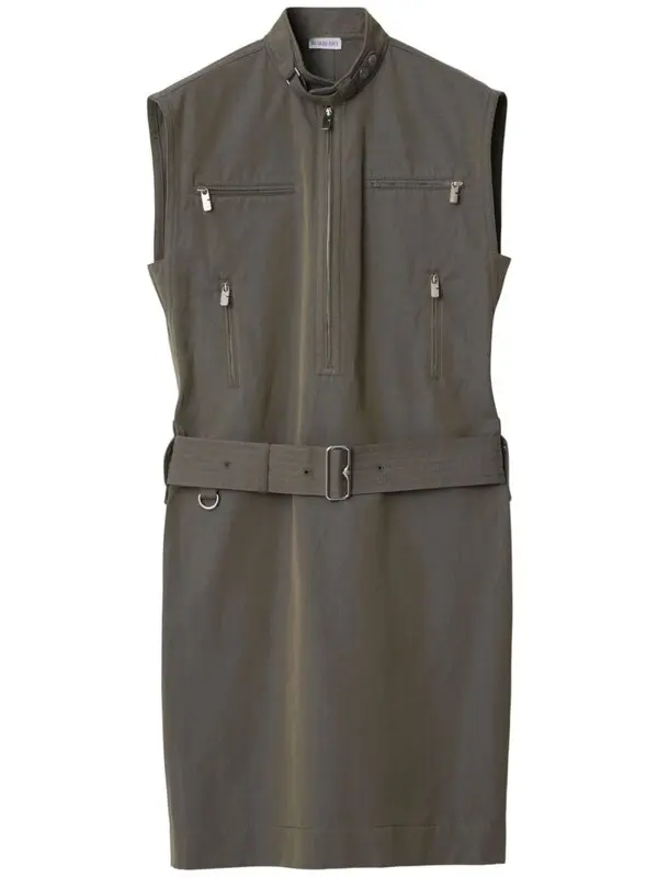 Burberry Zip-detail Cotton-linen Dress - Grey