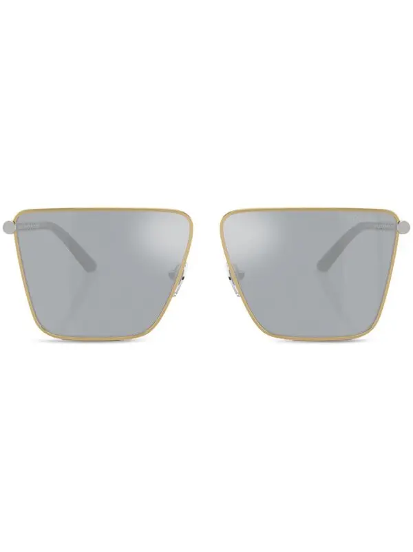 Versace Tubular Greca Square-frame Sunglasses - Gold