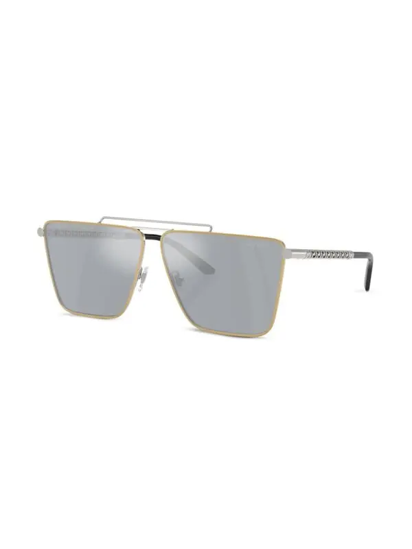 Versace Tubular Greca Square-frame Sunglasses