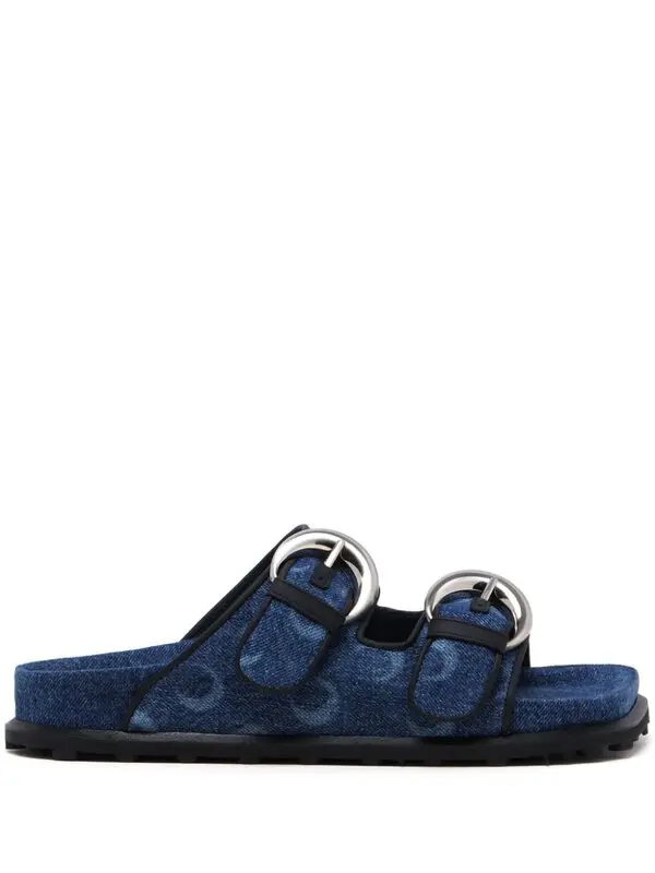 MARINE SERRE Denim Moon-print Sandals - Blue