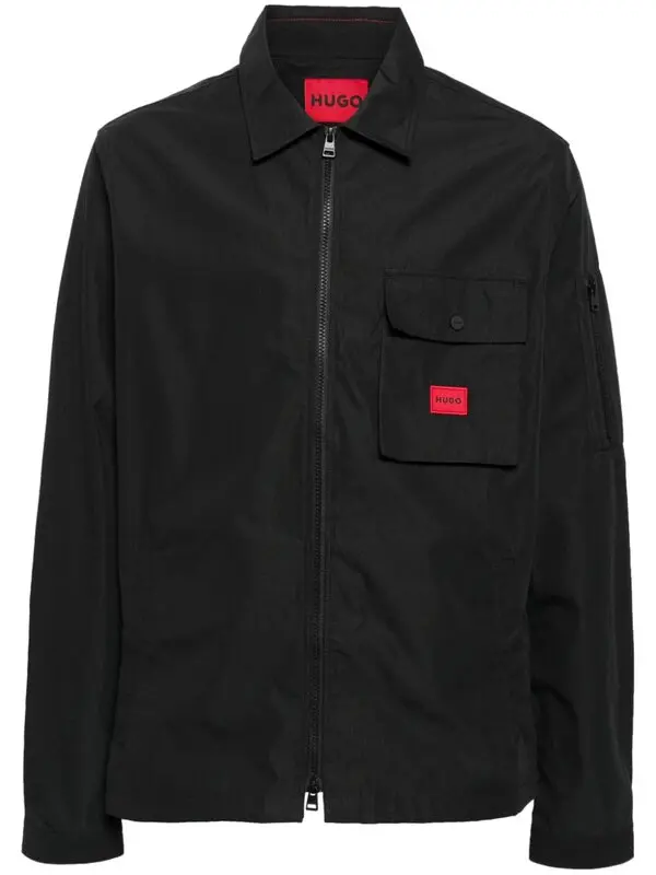 Hugo Logo-appliqué Shirt Jacket - Black