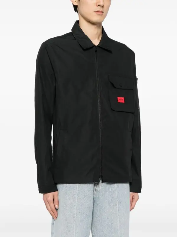 Hugo Logo-appliqué Shirt Jacket - Black