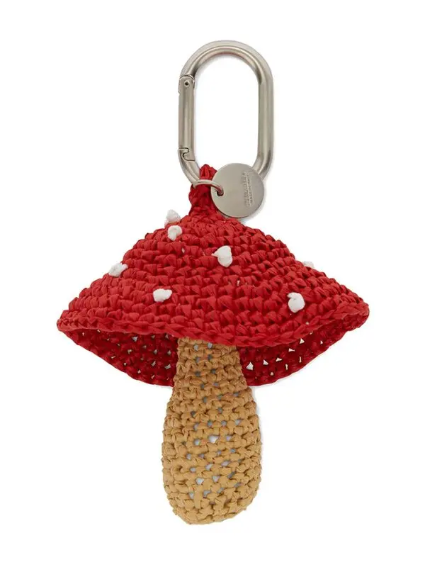 JIL SANDER Woven Raffia Mushroom Charm - White