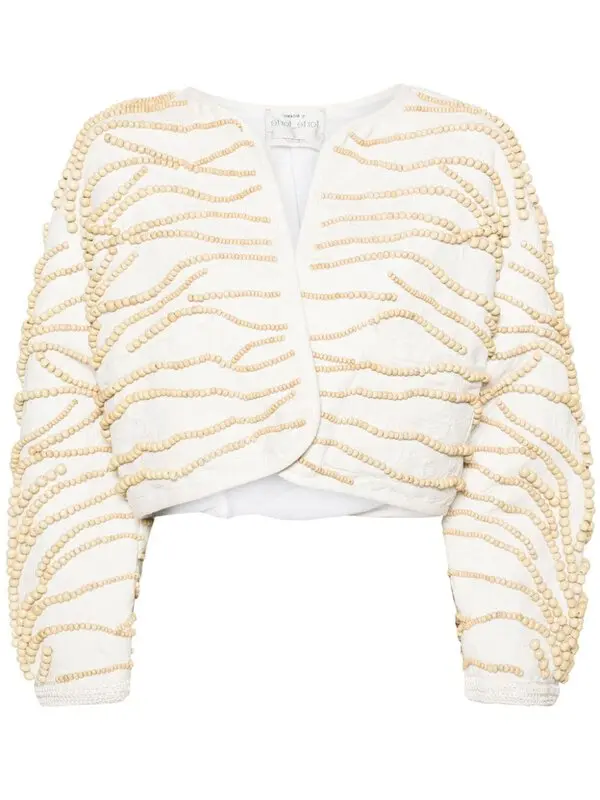 FORTE_FORTE Beaded Cropped Jacket - White