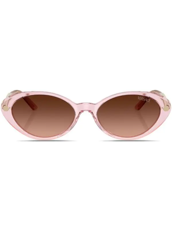 Versace Greca-plaque Oval-frame Sunglasses - Pink