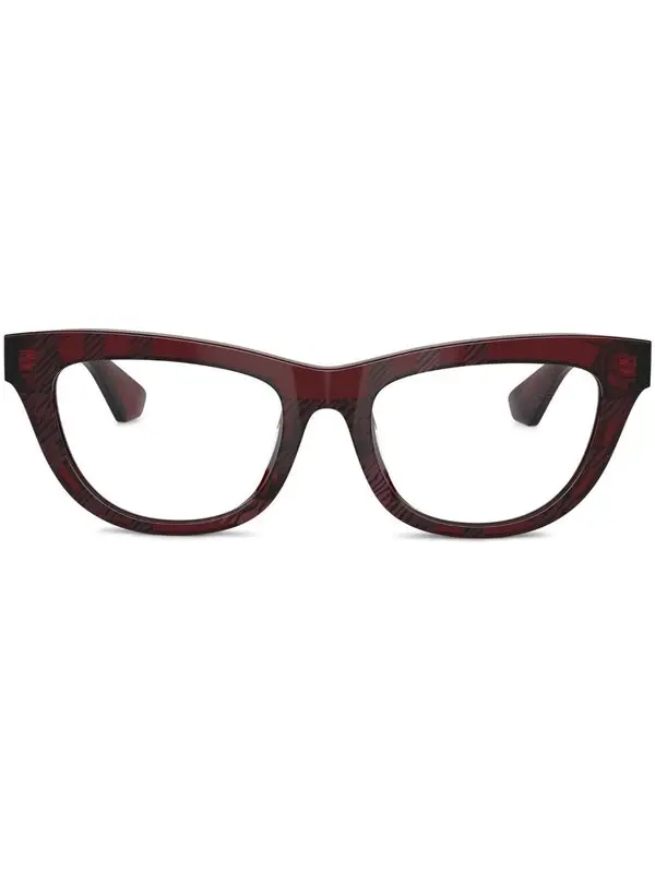Burberry Check-pattern Cat-eye Glasses - Red