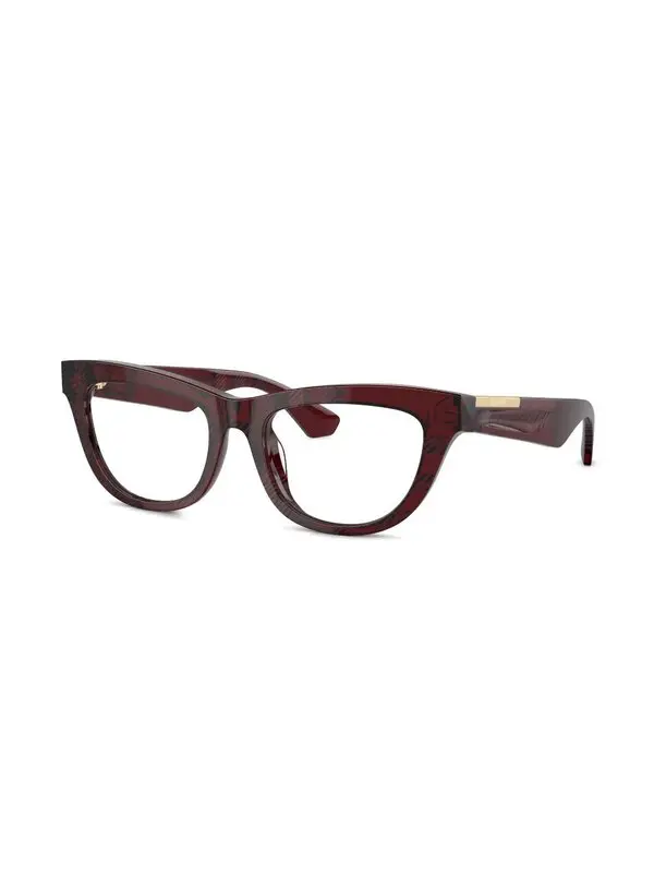 Burberry Check-pattern Cat-eye Glasses - Red