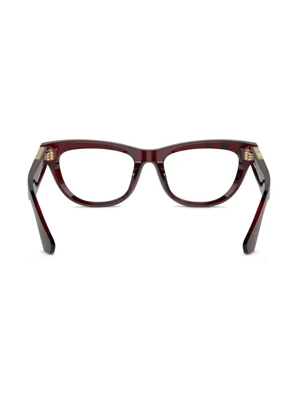 Burberry Check-pattern Cat-eye Glasses - Red
