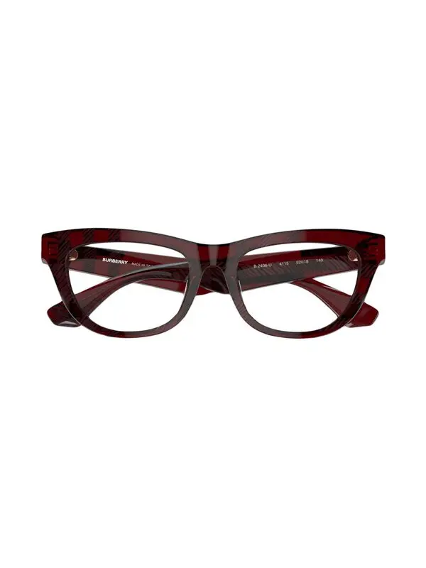 Burberry Check-pattern Cat-eye Glasses - Red