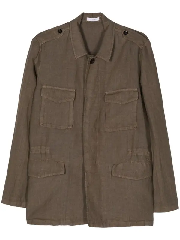 Boglioli Linen Chambray Shirt Jacket - Brown