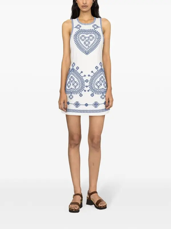 Maje Clover-embroidered Cotton Mini Dress