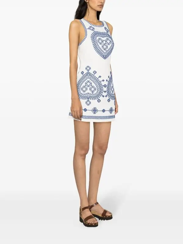 Maje Clover-embroidered Cotton Mini Dress
