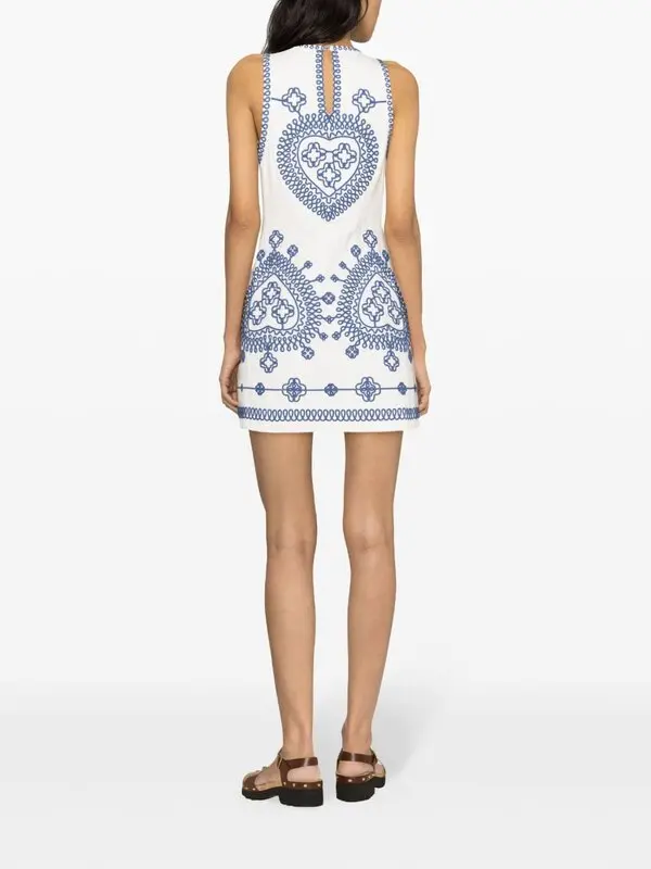 Maje Clover-embroidered Cotton Mini Dress