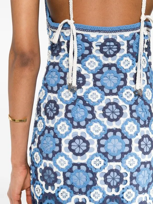 Maje Crochet-Overlay Halterneck Dress In Blue - 50% Off | Editorialist