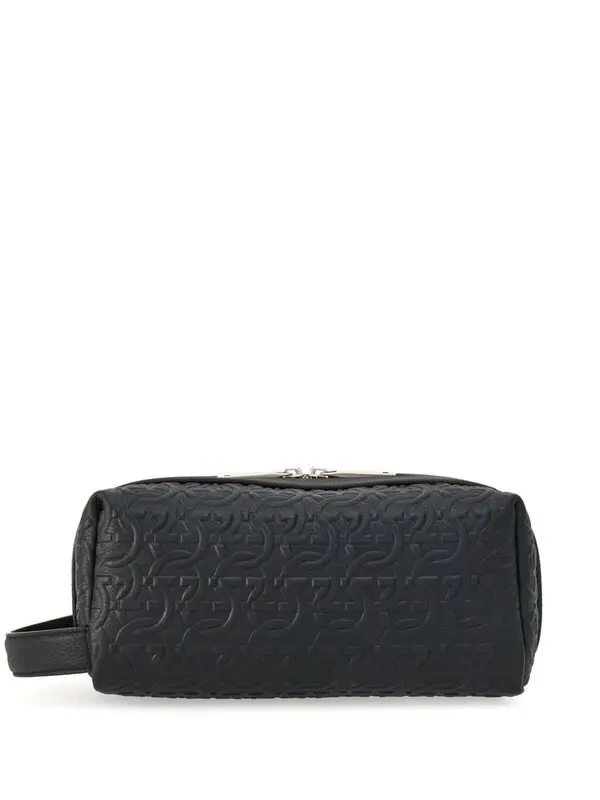 FERRAGAMO Gancini Dopp Leather Wash Bag - Black