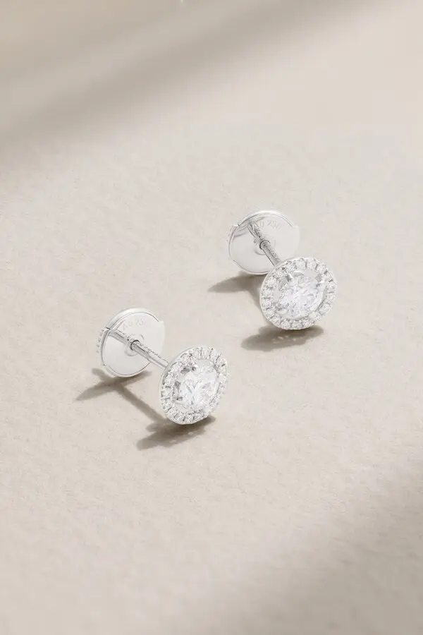 De Beers Aura 18-karat White Diamond Earrings - Gold