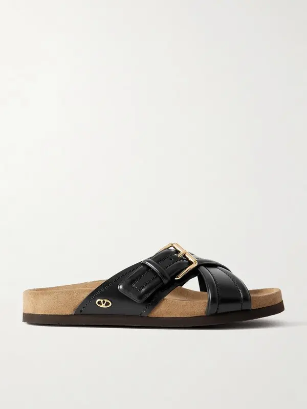 Valentino Garavani Fussfriend Buckled Leather Slides - Black