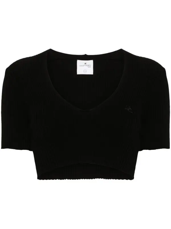 COURREGES Ribbed-knit Cropped T-shirt