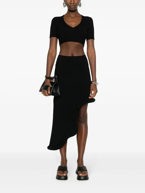 COURREGES Ribbed-knit Cropped T-shirt