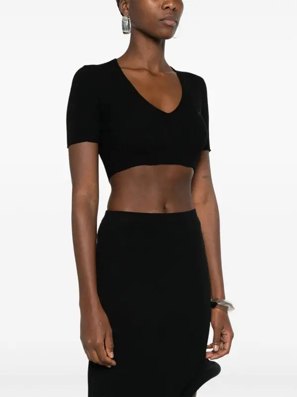 COURREGES Ribbed-knit Cropped T-shirt