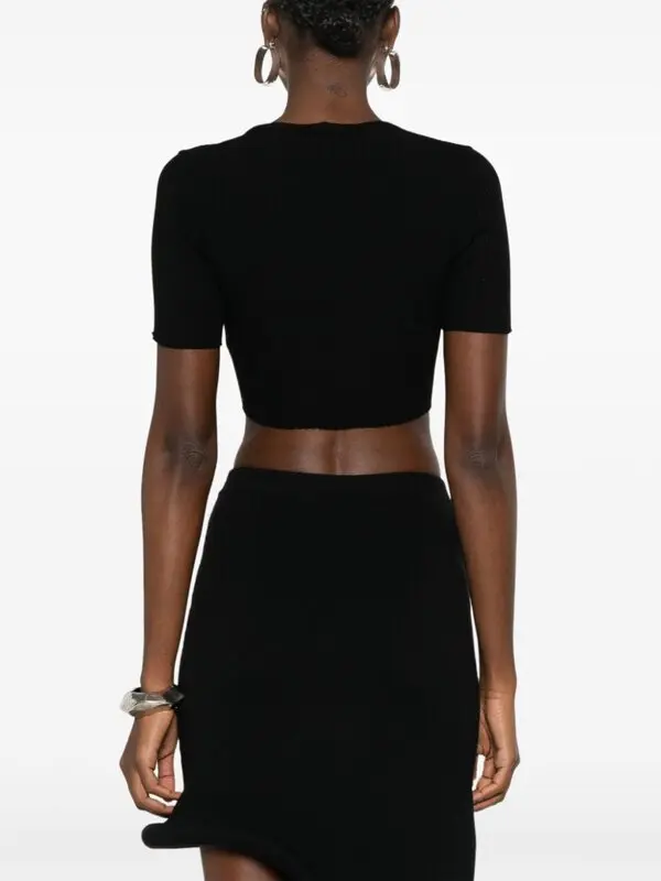 COURREGES Ribbed-knit Cropped T-shirt