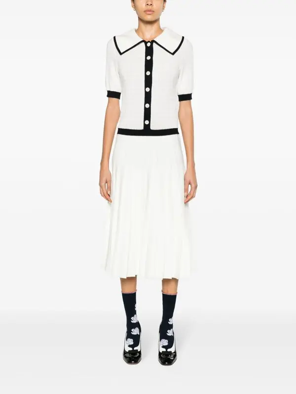 Thom Browne Pointelle-knit Pleated Midi Dress