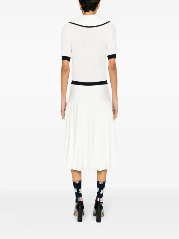 Thom Browne Pointelle-knit Pleated Midi Dress