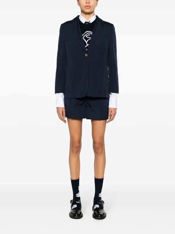 Thom Browne Navy Poplin Typewriter Sack Shorts