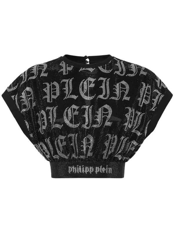 Philipp Plein Crystal-embellished Cropped Top
