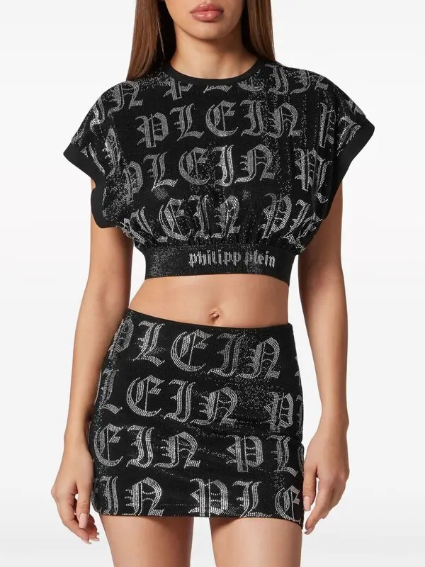 Philipp Plein Crystal-embellished Cropped Top
