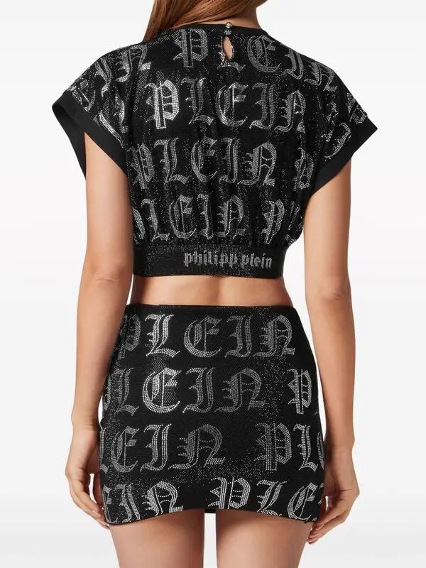 Philipp Plein Crystal-embellished Cropped Top