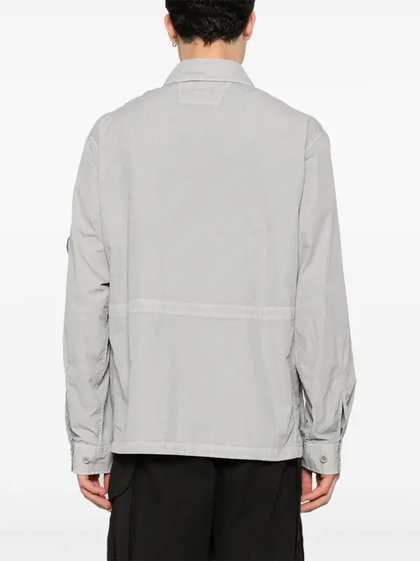 C.P. COMPANY Garment Dyed Lens Detail Cargo Shirt Jacket - Grey