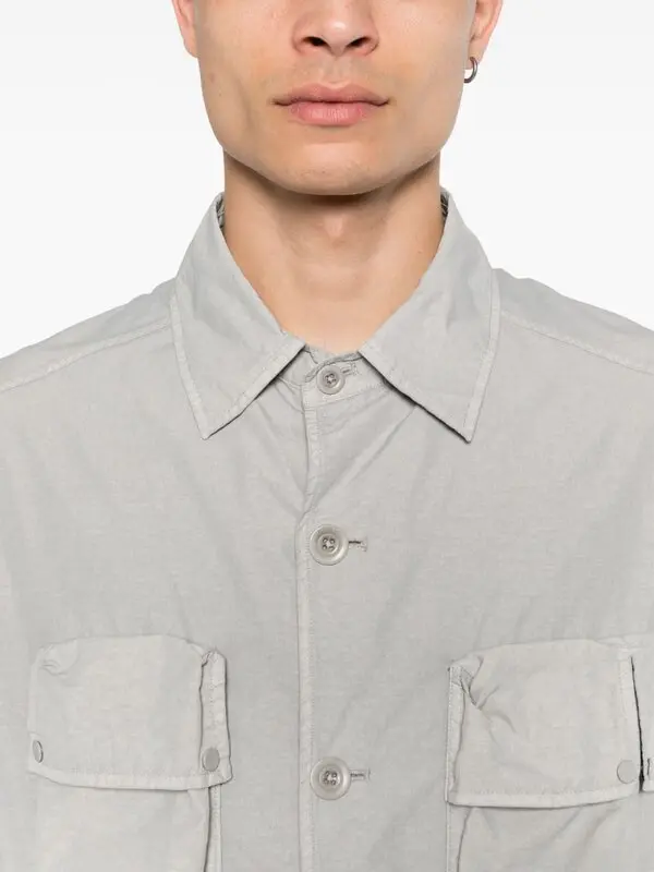 C.P. COMPANY Garment Dyed Lens Detail Cargo Shirt Jacket - Grey