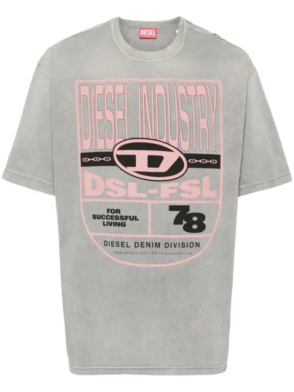 DIESEL® Logo-print Cotton T-shirt - Grey