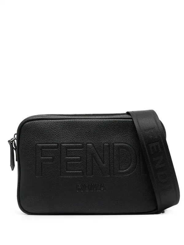 Fendi Embossed-logo Shoulder Bag - Black
